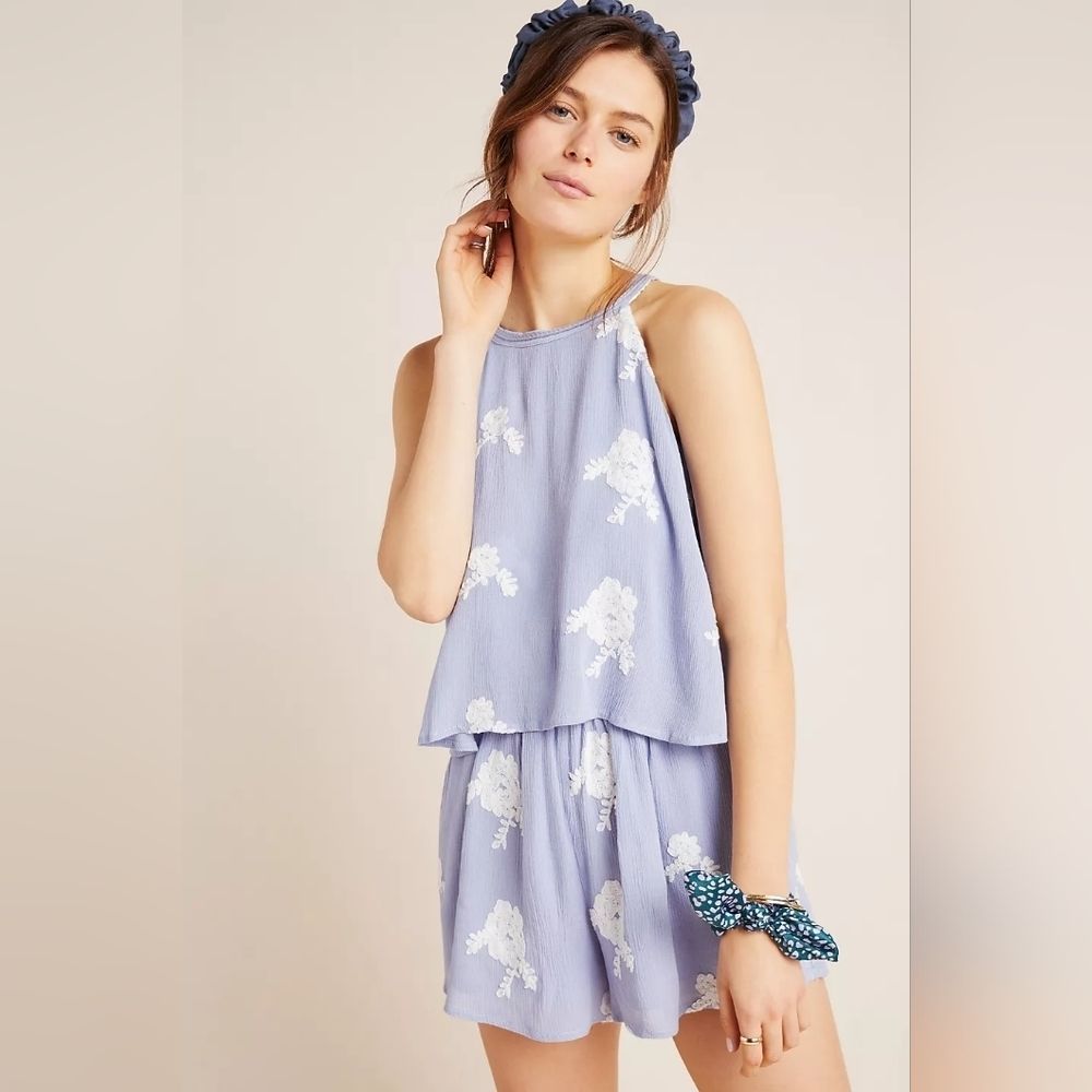 Anthropologie Lost + Wander Iris Embroidered Romper M… - Gem